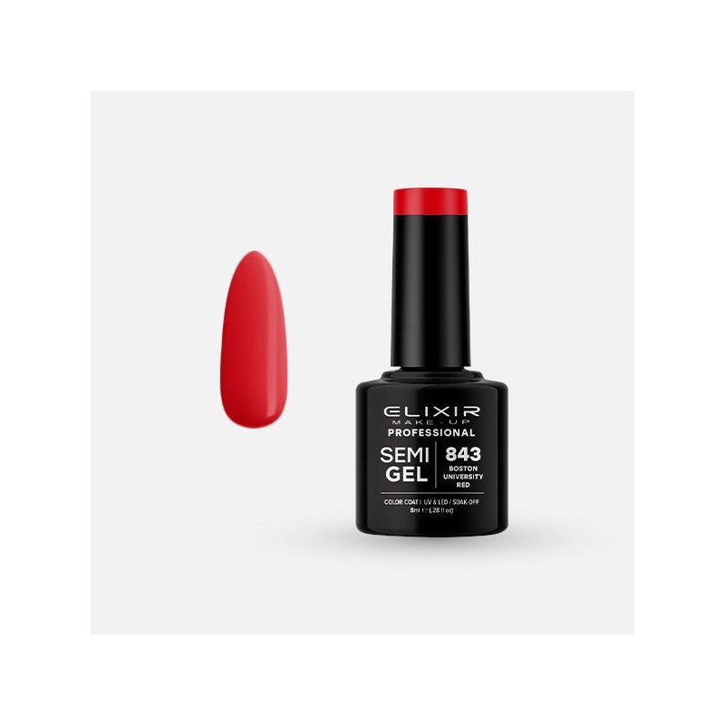 Elixir Semigel 8ML - 843 (Boston University Red), SEMIPERM TRIFASE 8ml, Elixir Make Up Semi Gel ...