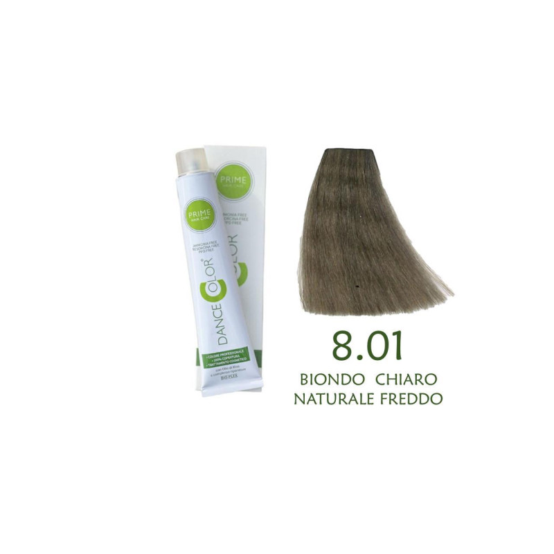 DANCE COLOR AMMONIA FREE 8.01 Biondo Chiaro Naturale Freddo, SENZA ...